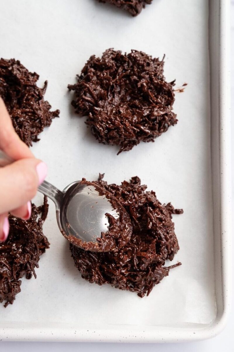Chocolate coconut bird nest cookies vegan gluten free