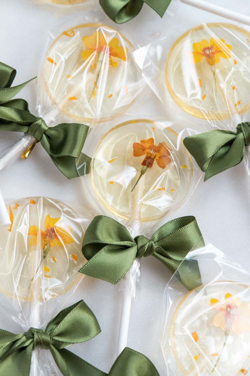 Handmade Marigold Lollipops