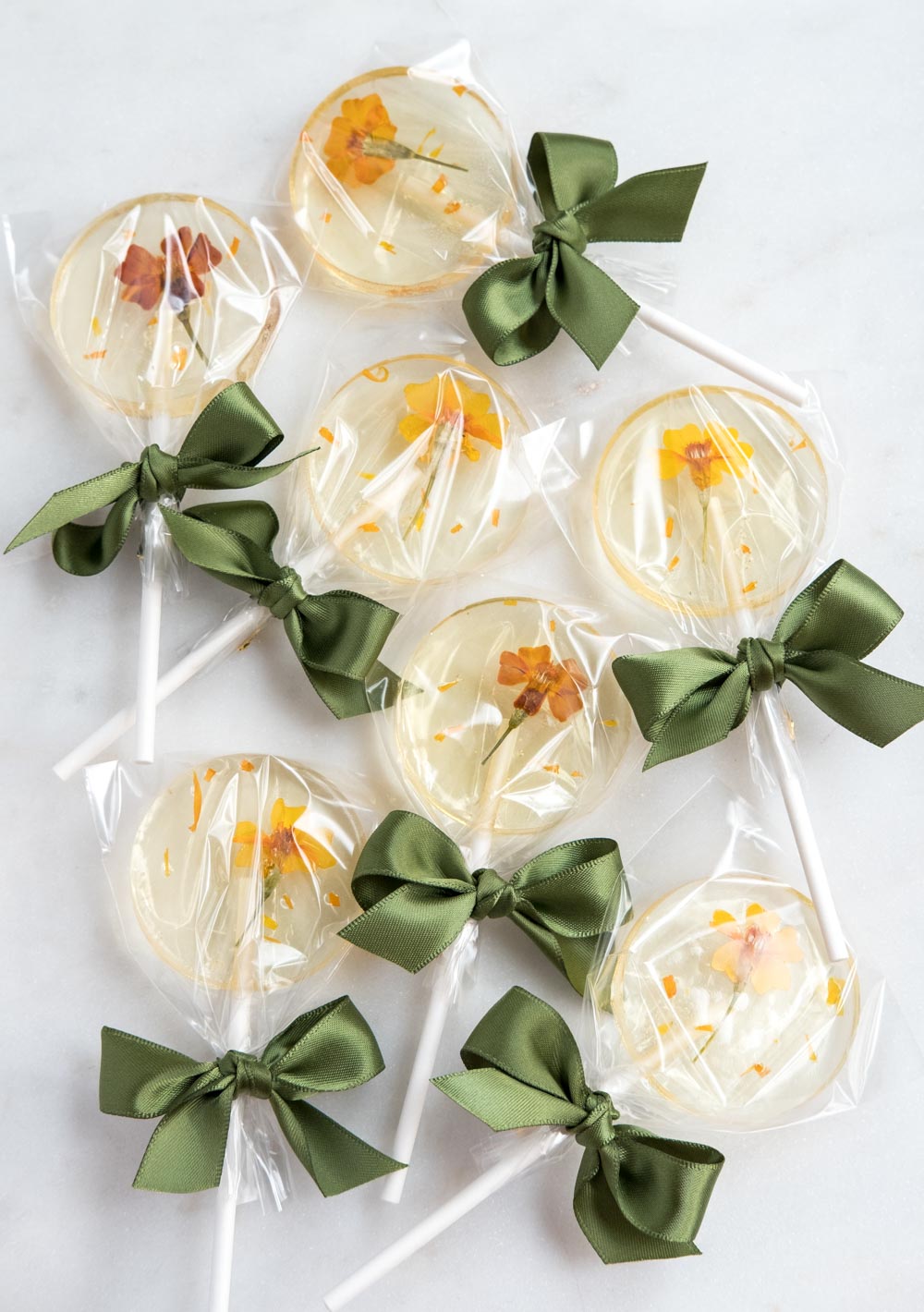 Handmade Marigold Lollipops
