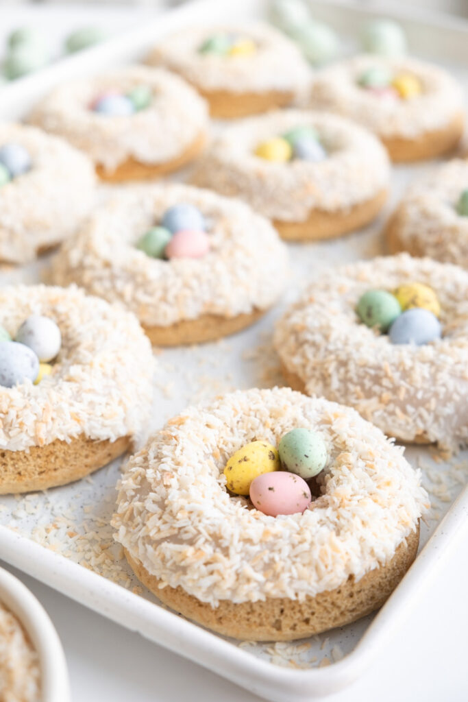 Lemon Coconut Donuts With Mini Easter Eggs Vegan Gluten Free
