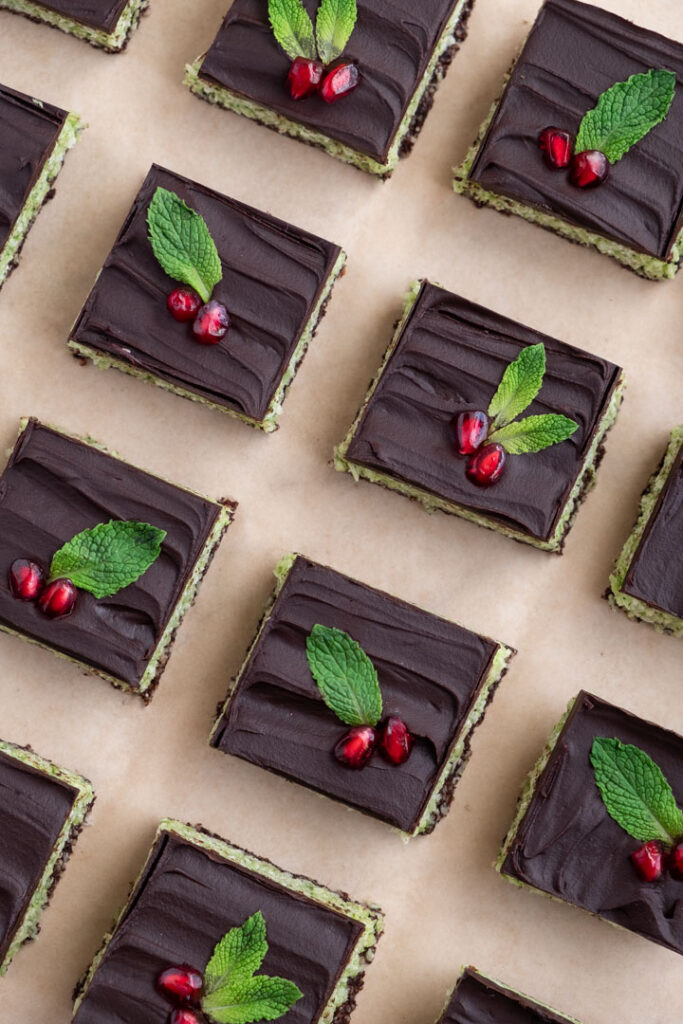 No Bake Chocolate Mint Squares (Vegan, Grain Free)