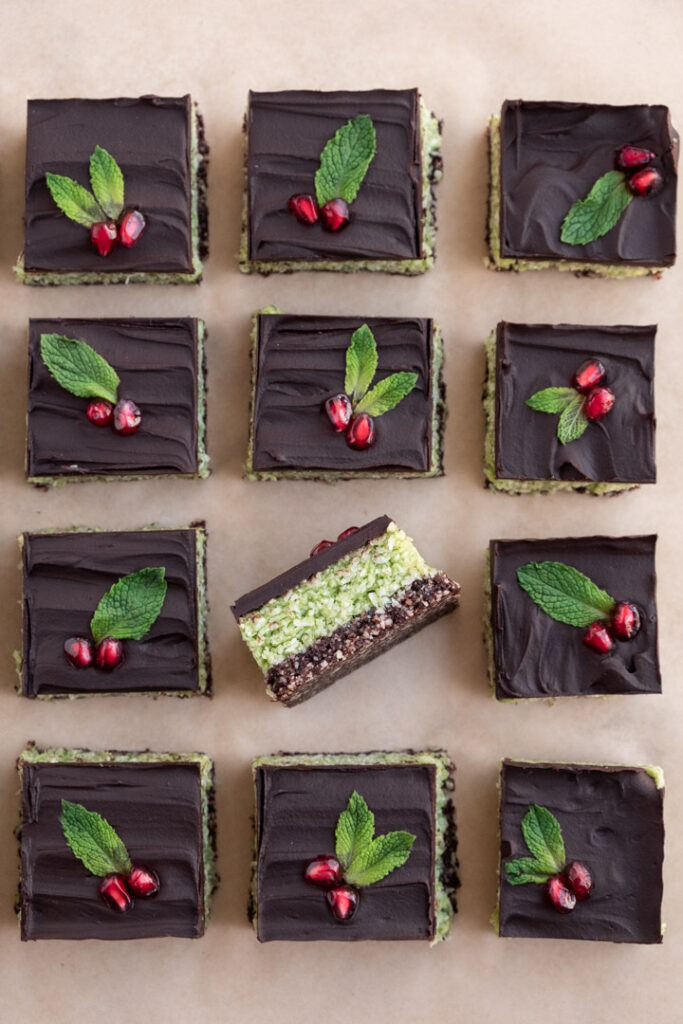 No Bake Chocolate Mint Squares (Vegan, Grain Free)
