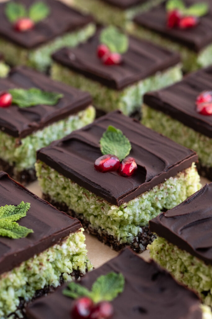 No Bake Chocolate Mint Squares (Vegan, Grain Free)